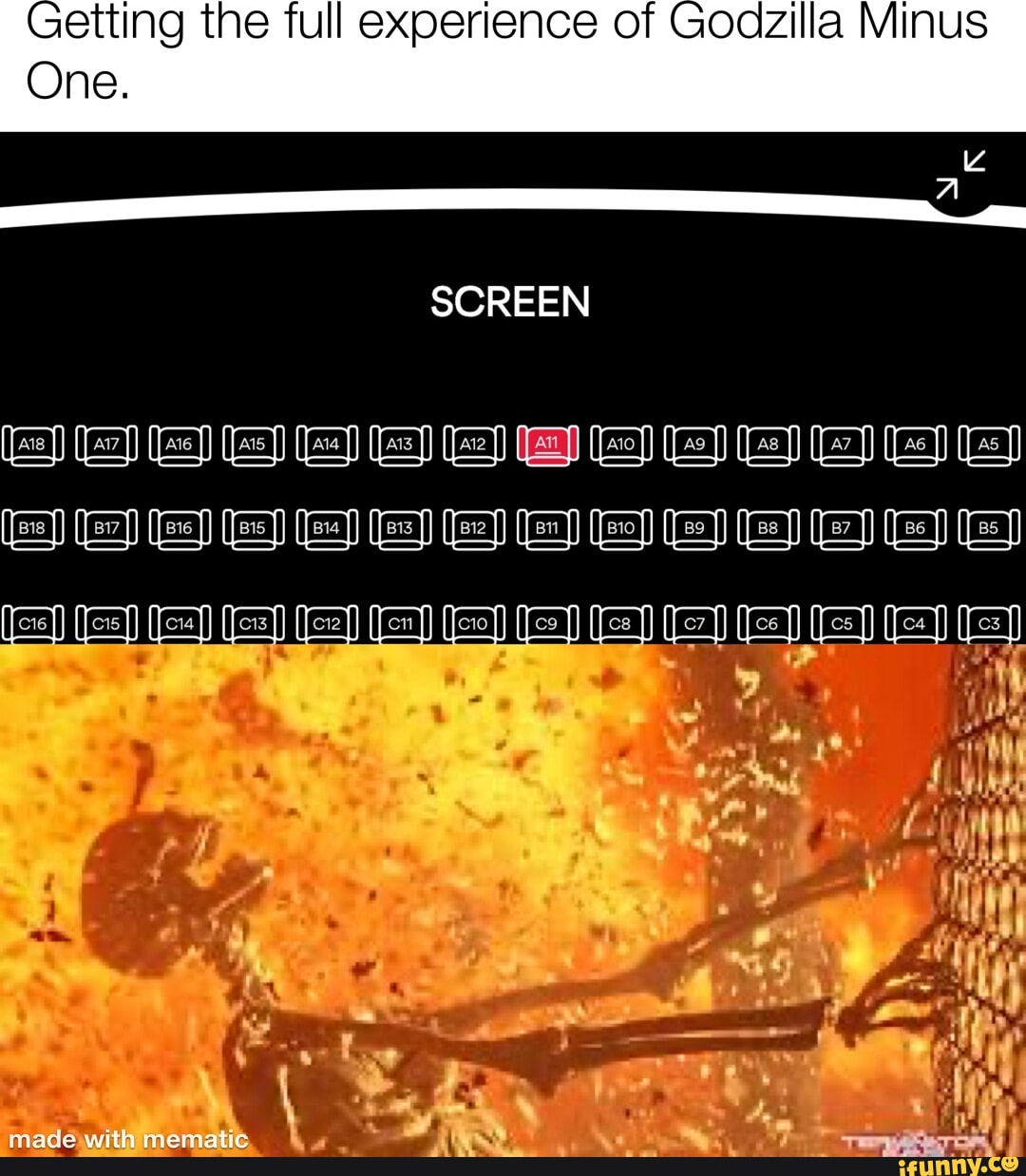 Getting the full experience of Godzilla Minus One. SCREEN es mematic ...