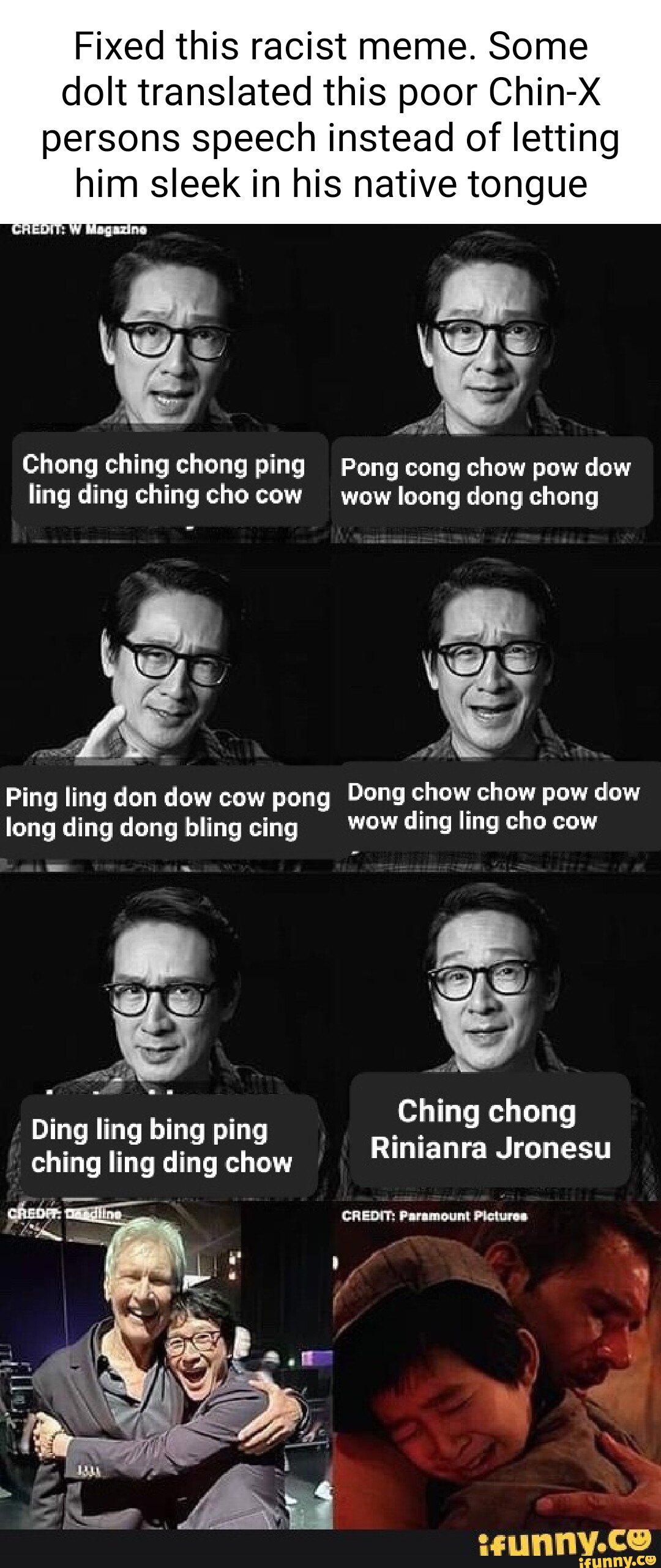 Fixed this racist meme. Some dolt translated this poor Chin-X persons ...