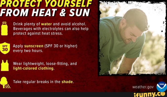 PROTECT YOURSELF FROM HEAT & SUN Drink plenty of water and avoid ...