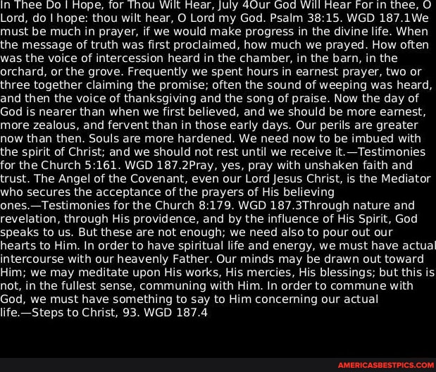 In Thee Do! Hope, tor thou Wilt Hear, July 4Our God Will Hear ror in ...