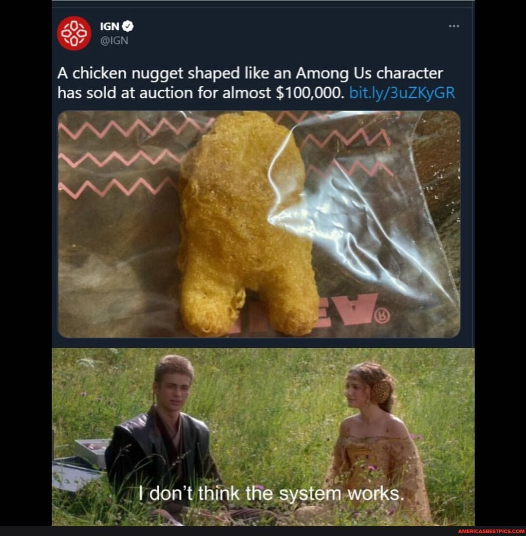 A chicken nugget shaped like an Among Us character has sold at auction ...