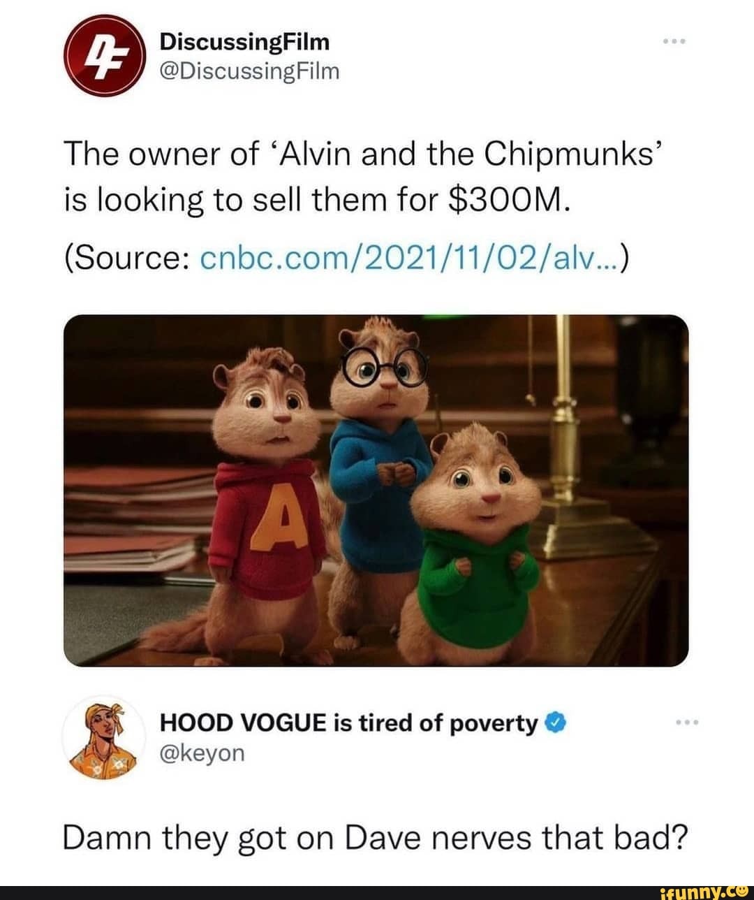Discussing @DiscussingFilm The owner of 'Alvin and the Chipmunks' is ...