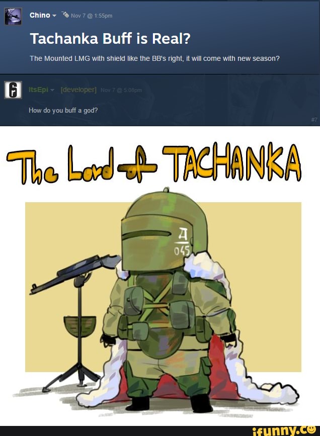 Chino~ Tachanka Buff is Real? 'The Mounted LMG with shield like the BB ...