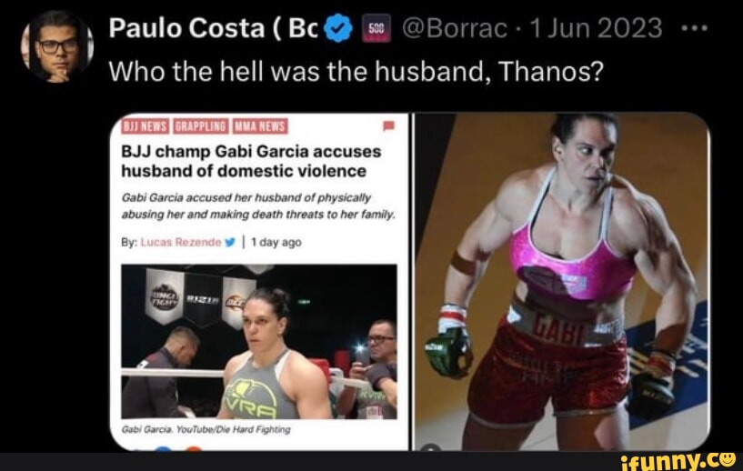 Paulo Costa (Bc@ @Borra: Jun 2023 Who the hell was the husband, Thanos ...