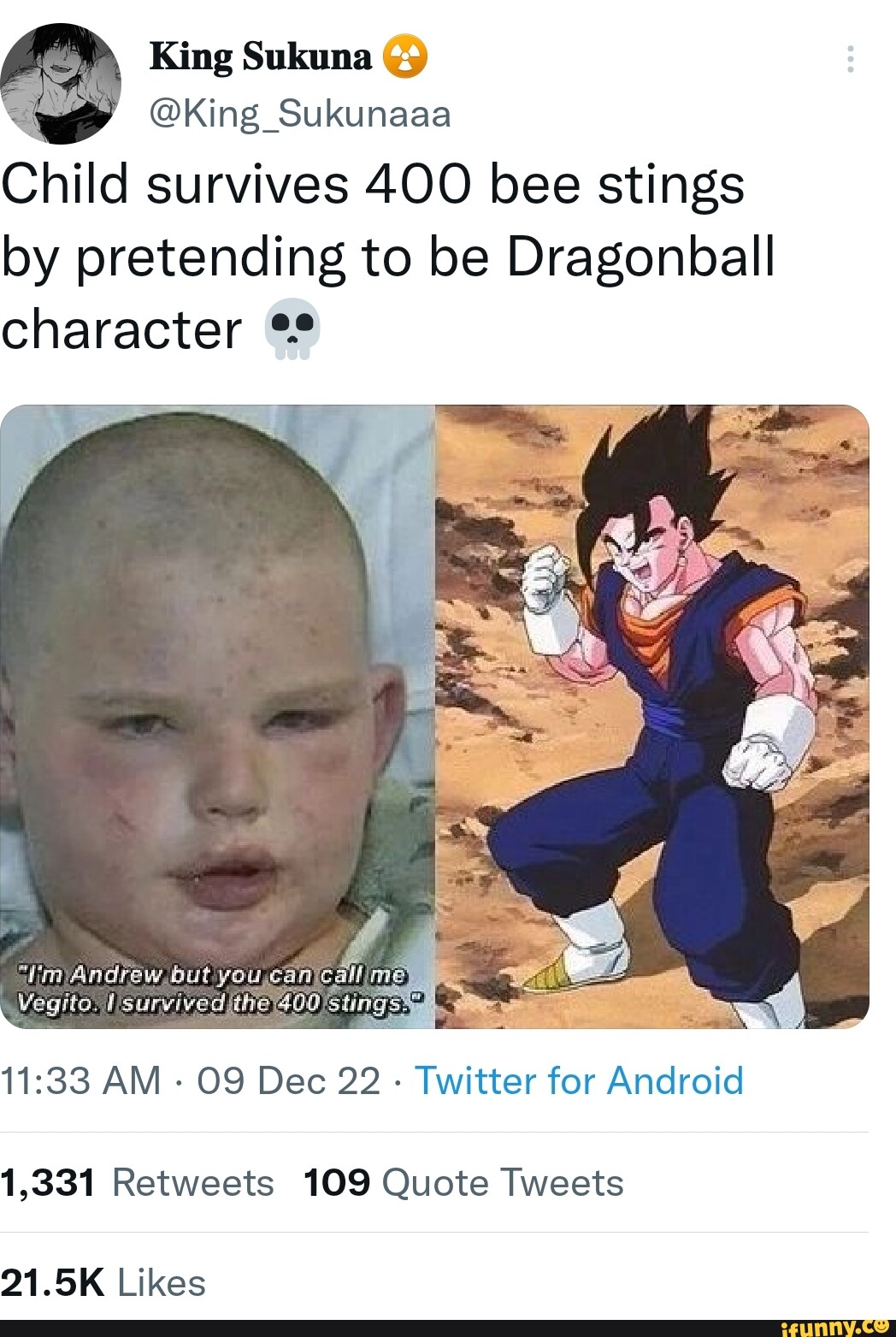 King Sukuna @King Sukunaaa Child survives 400 bee stings by pretending ...