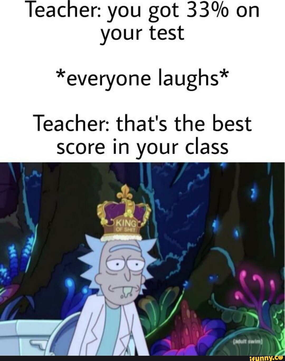 Teacher: you got 33% on your test *everyone laughs* Teacher: that's the ...