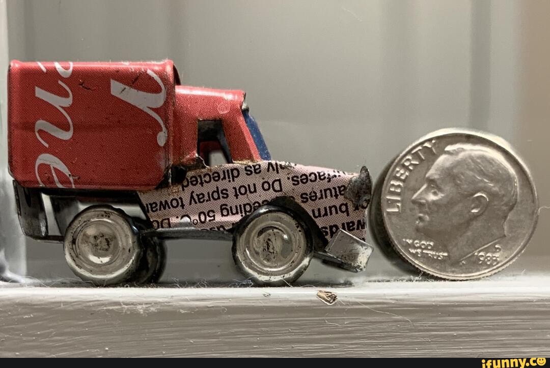 Little repurposed trucks made by clever hands out of soda cans and ...