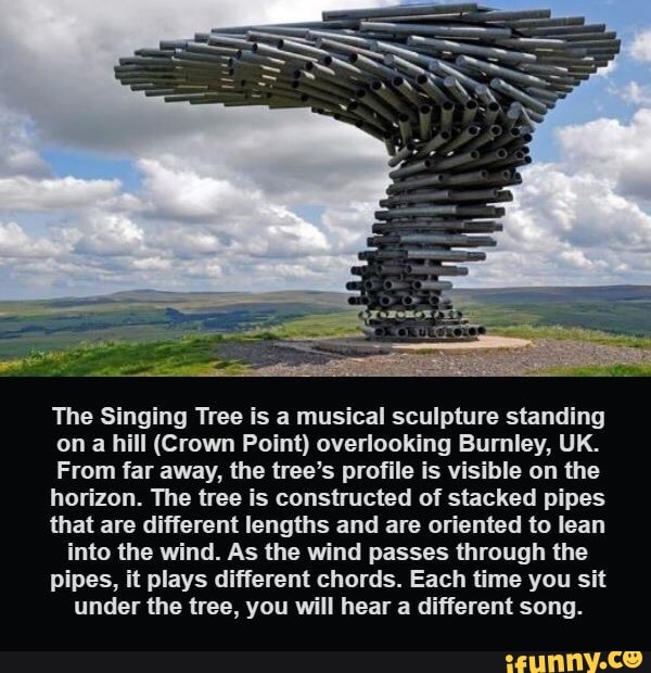 The Singing Tree is a musical sculpture standing on a hill (Crown Point ...
