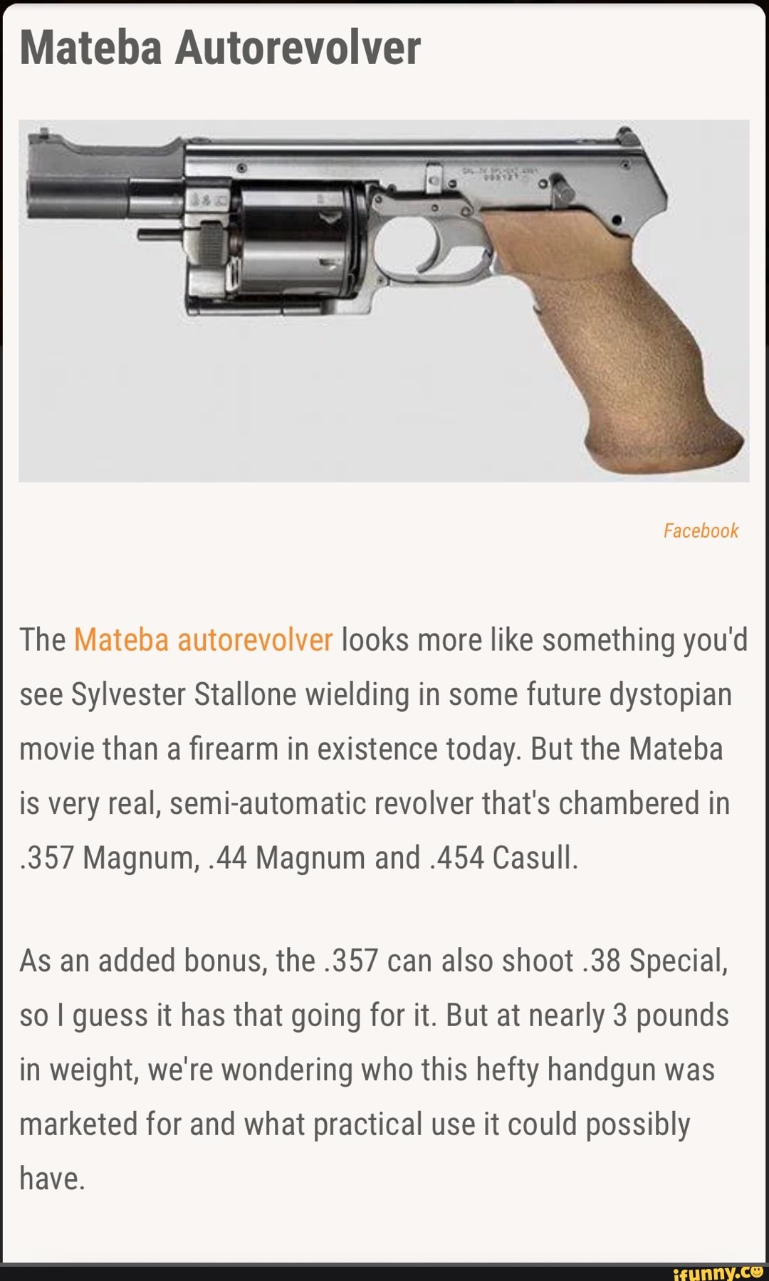 Mateba Autorevolver Facebook The Mateba autorevolver looks more like ...