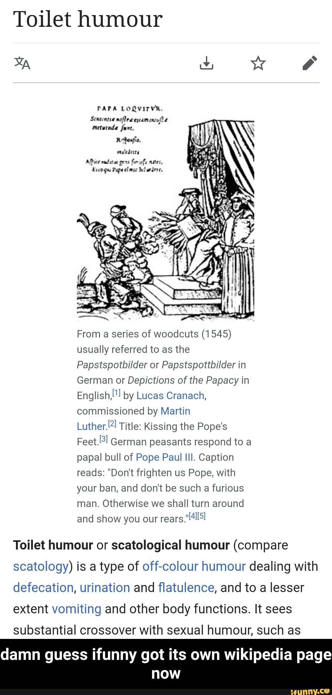 Toilet humour From a series of woodcuts (1 545) usually referred to as ...