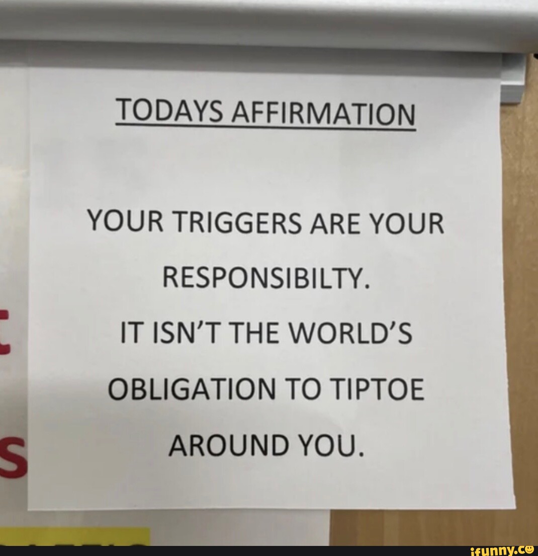TODAYS AFFIRMATION YOUR TRIGGERS ARE YOUR RESPONSIBILTY. IT ISN'T THE ...