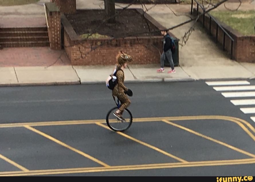 Caught this guy at my university. He rides his unicycle everywhere but ...