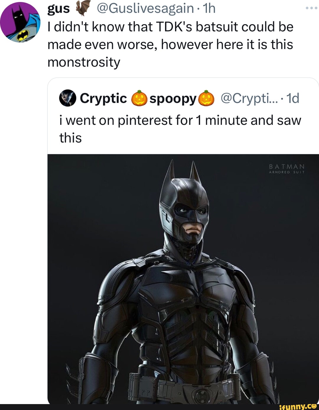 Batsuit memes. Best Collection of funny Batsuit pictures on iFunny
