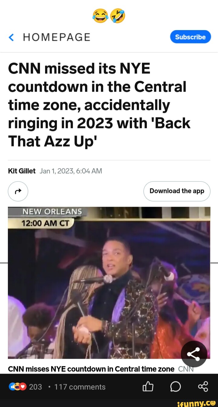 HOMEPAGE CNN missed its NYE countdown in the Central time zone ...