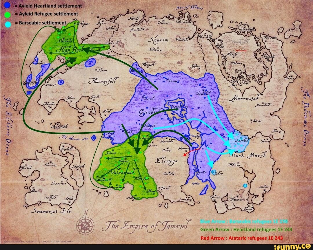 Ayleid Refugee map - leid Refugee settlement Barseabic settlement ...