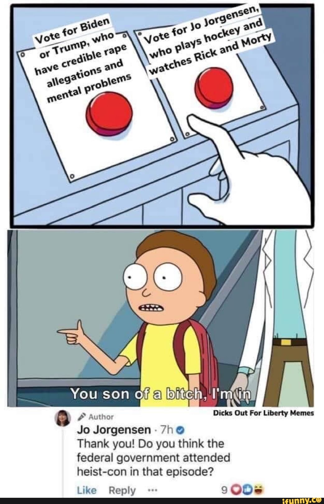 £ Author Dicks Out For Liberty Memes Jo Jorgensen Thank you! Do you ...