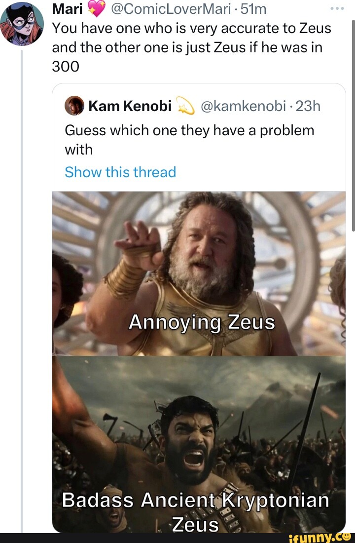 Mari &Y @ComicLoverMari- You have one who is very accurate to Zeus and ...