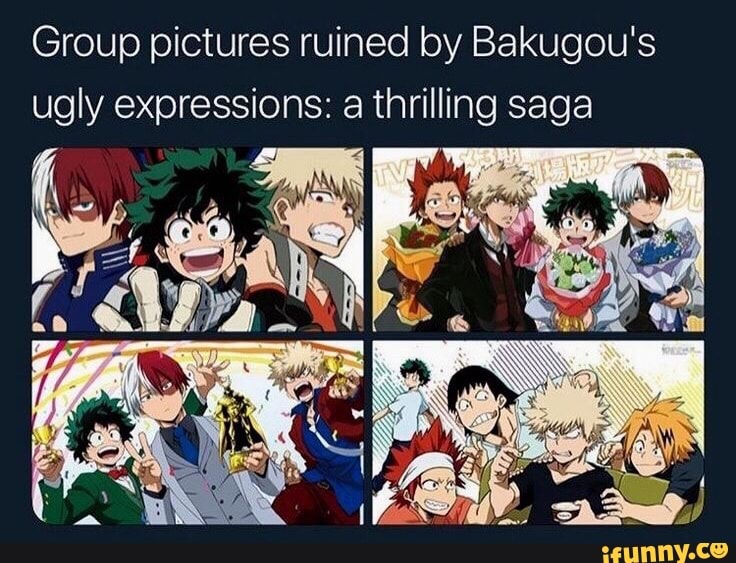 Group pictures ruined by Bakugou‘s ugly expressions: a thrilling saga ...