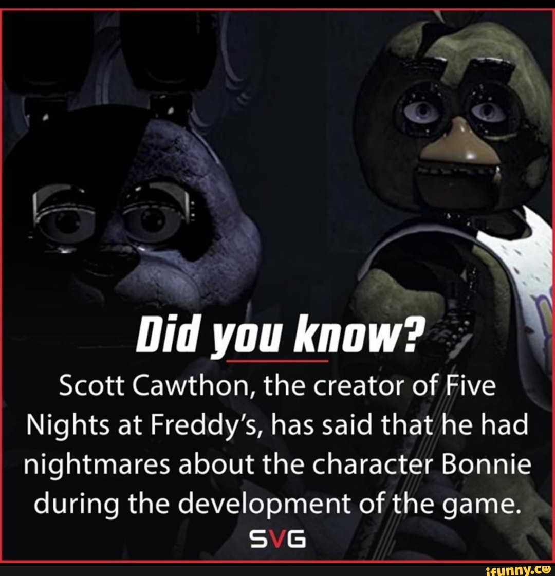Did you know? Scott Cawthon, the creator of Five Nights at Freddy's ...