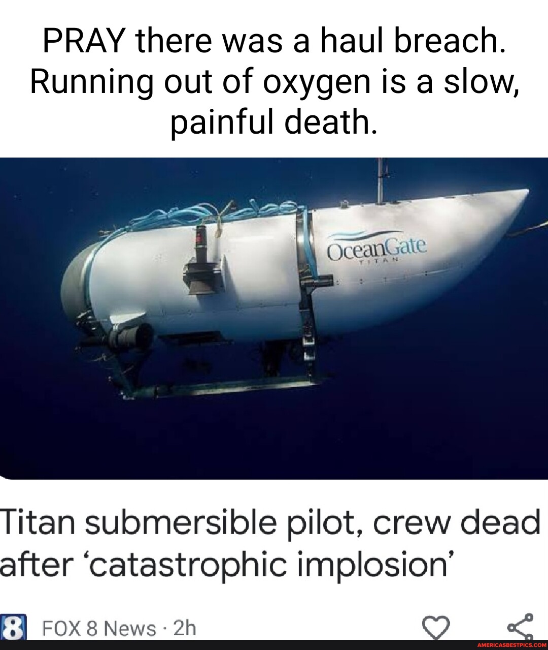 PRAY there was a haul breach. Running out of oxygen is a slow, painful ...