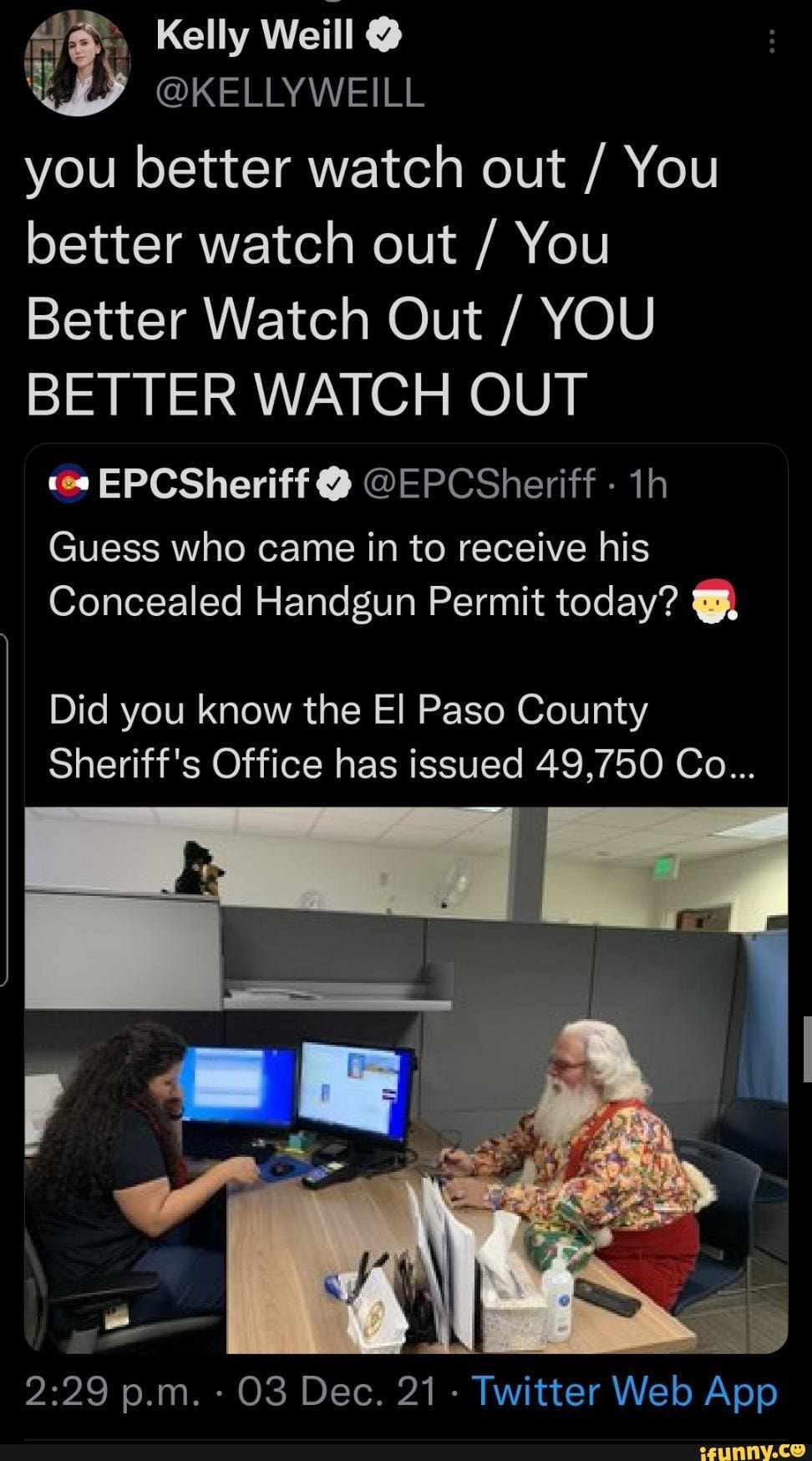 Kelly Wei @KELLYWEILL you better watch out / You better watch out / You ...