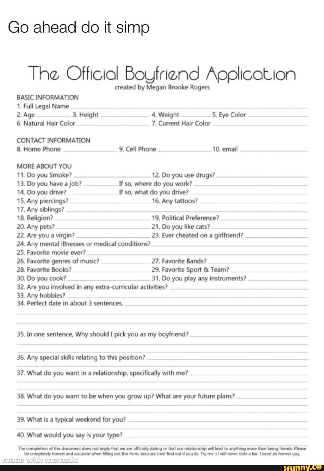 Go Ahead Do It Simp The Official Boyfriend Application Created By Megan Go Ahead Do It Simp The Official Boyfriend Application Created By Megan