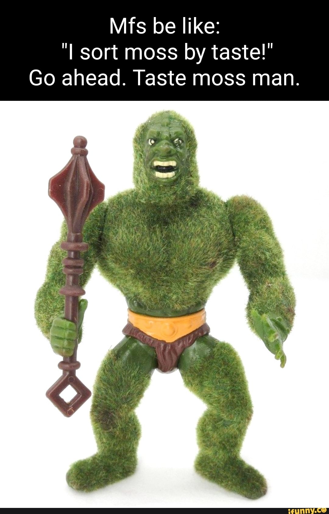 Mfs be like: sort moss by taste!" Go ahead. Taste moss man. - iFunny
