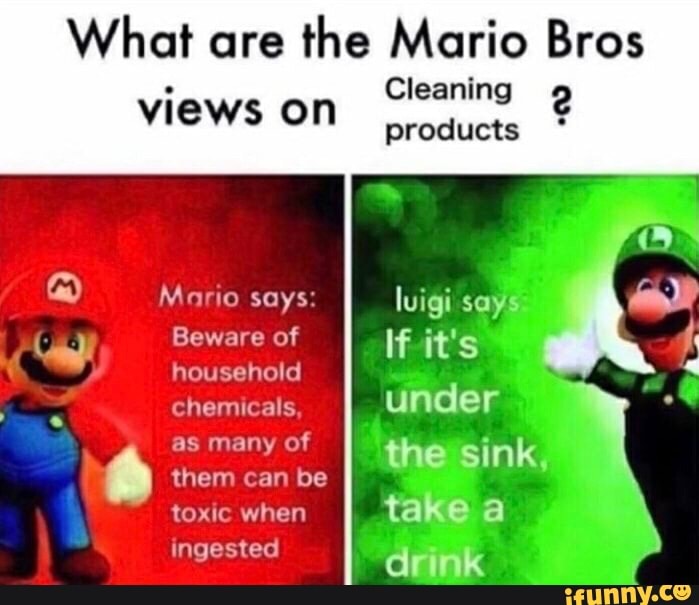 What are the Mario Bros views on Cleaning 2 products Mario says: E a ...