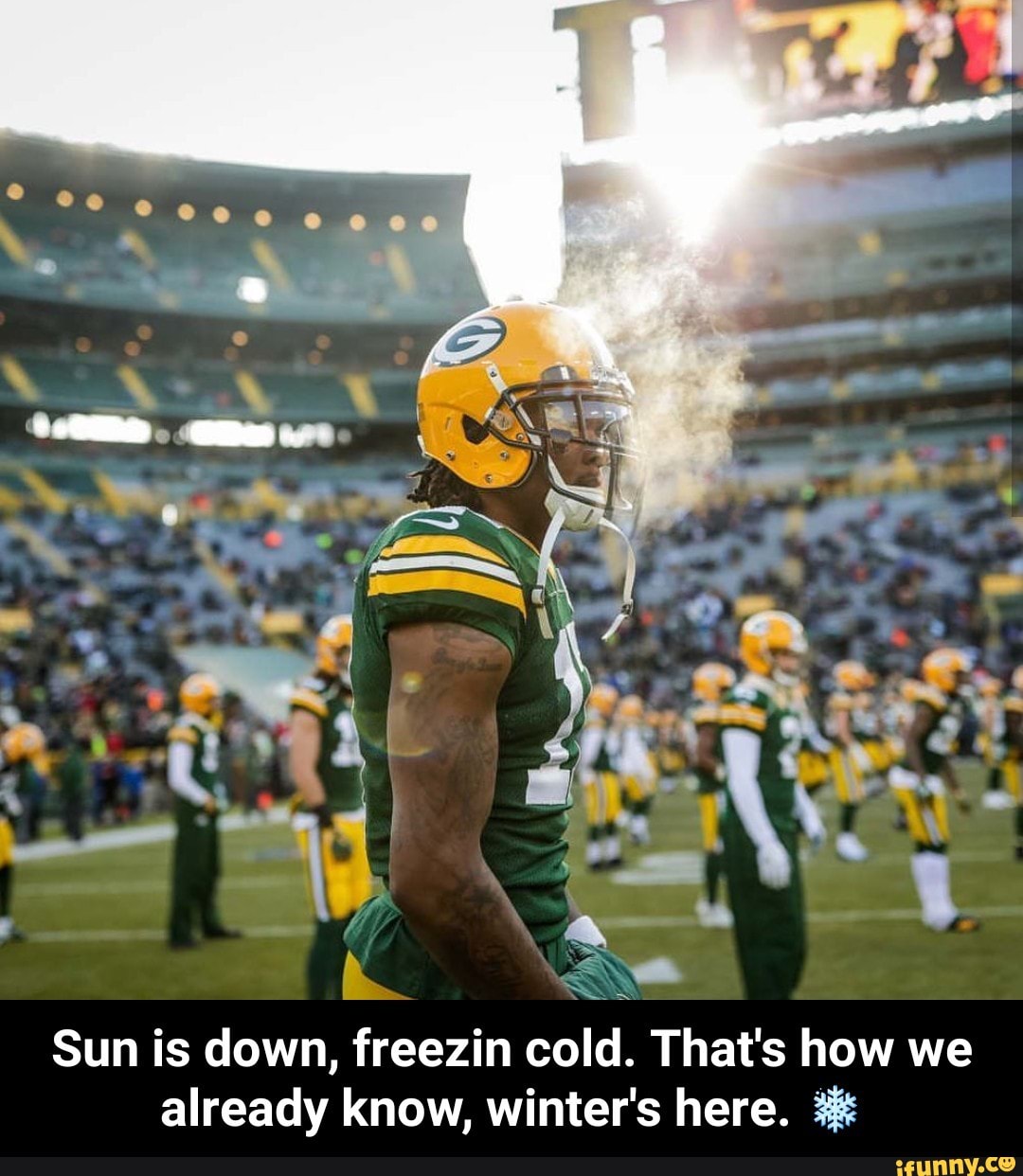 Sun is down, freezin cold. That's how we already know, winter's here ...