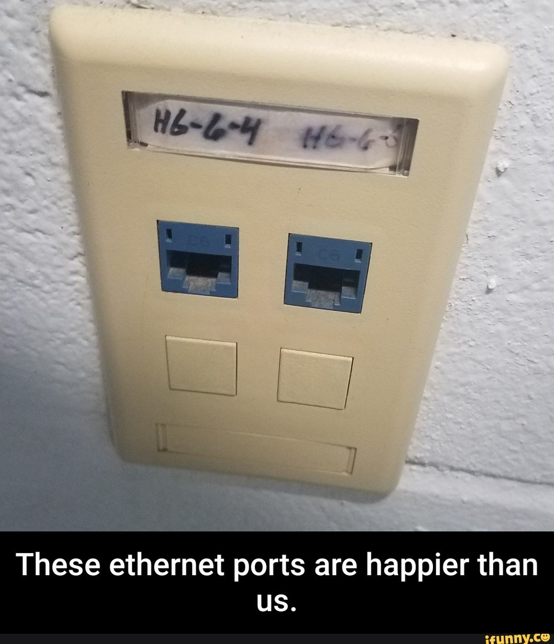 These ethernet ports are happier than US. - These ethernet ports are ...