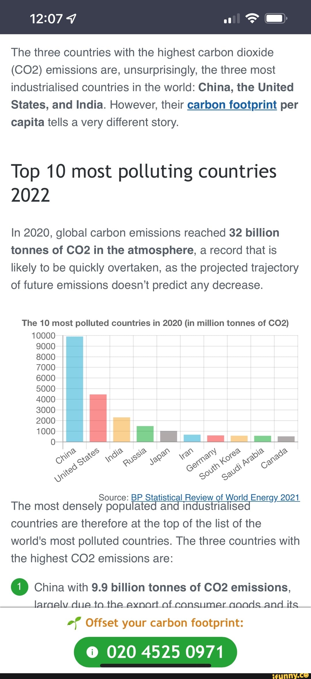 7 The three countries with the highest carbon dioxide emissions are ...