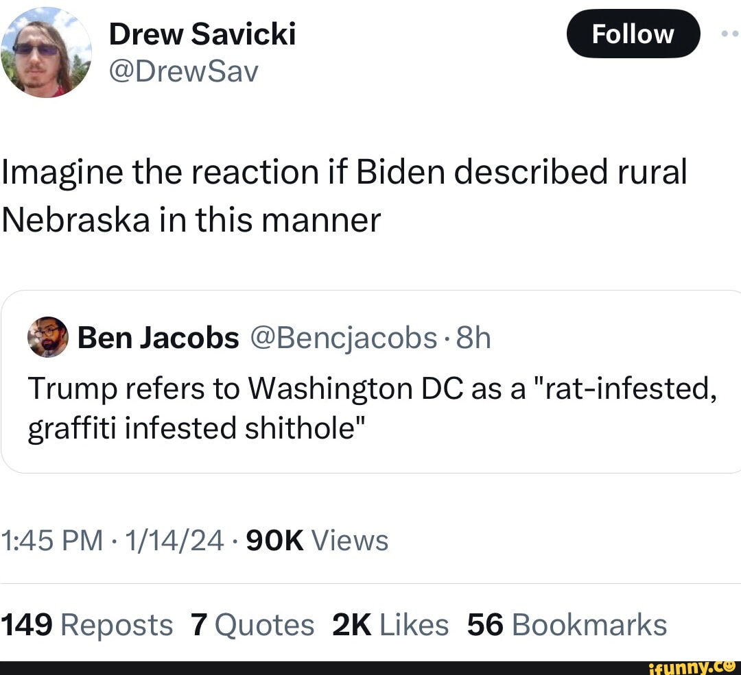 Drew Savicki Follow Imagine the reaction if Biden described rural ...