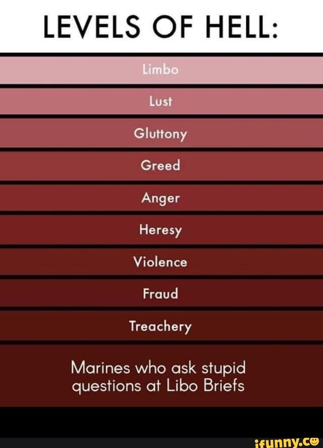 LEVELS OF HELL: Marines who ask stupid questions at Libo Briefs - - iFunny
