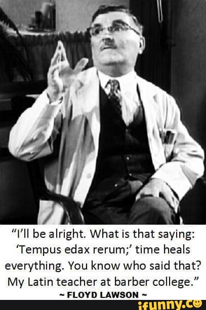 Be alright. What is that saying: 'Tempus edax rerum;' time heals ...