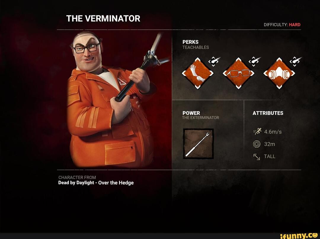 THE VERMINATOR CHARACTER FROM Dead by Daylight - Over the Hedge ...