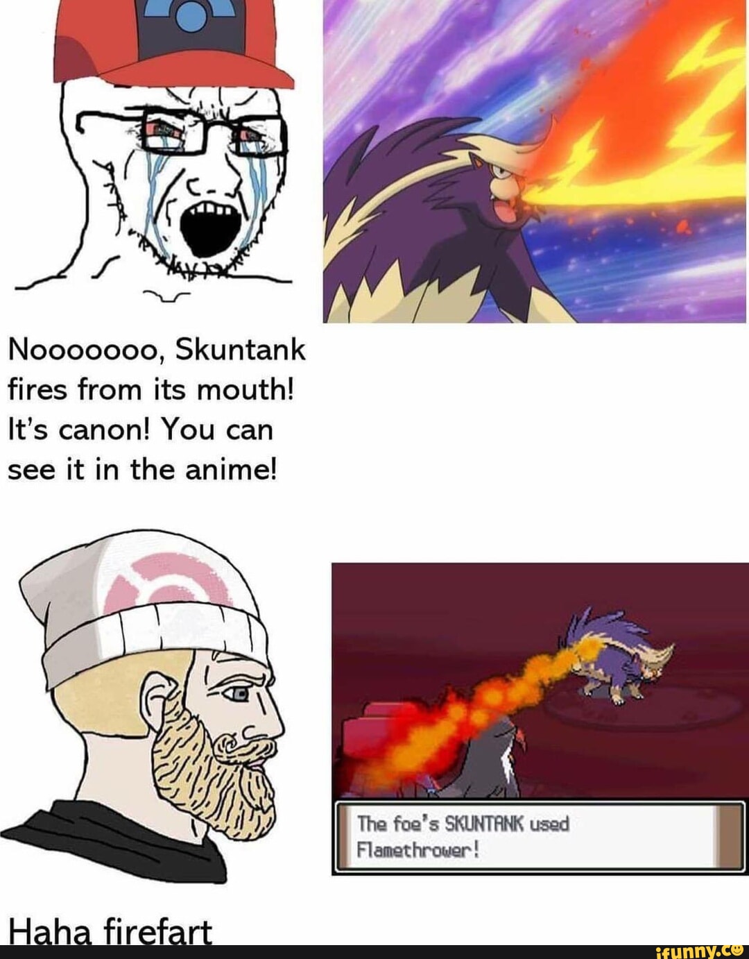 Nooooooo, Skuntank fires from its mouth! It's canon! You can see it in ...