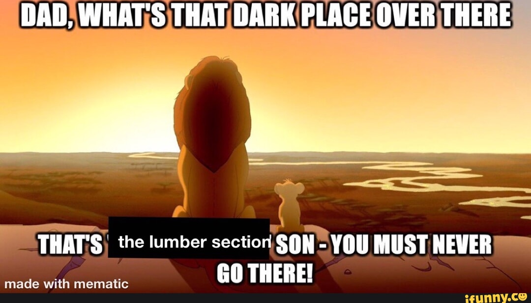 DAD, WHAT'S THAT DARK PLACE OVER THERE THAT'S) the lumber section $ON ...