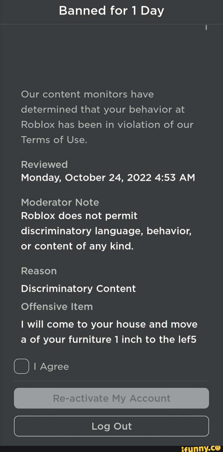 Banned for 1 Day Our content monitors have determined that your ...