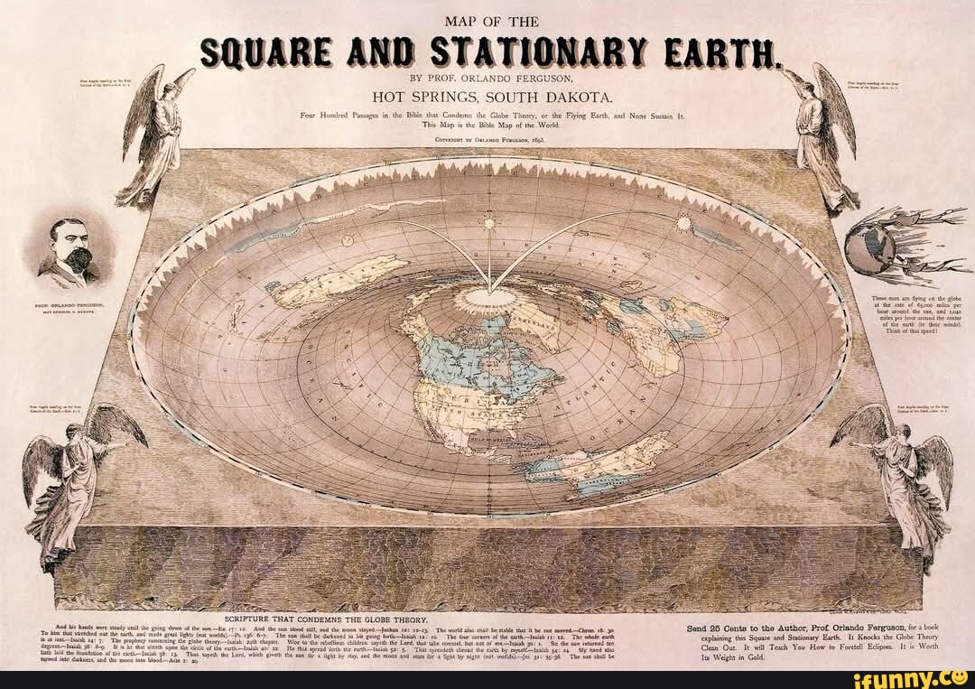 MAP OF THE SQUARE AND STATIONARY EARTH BY PROF. ORLANDO FERGUSON, SOUTH ...