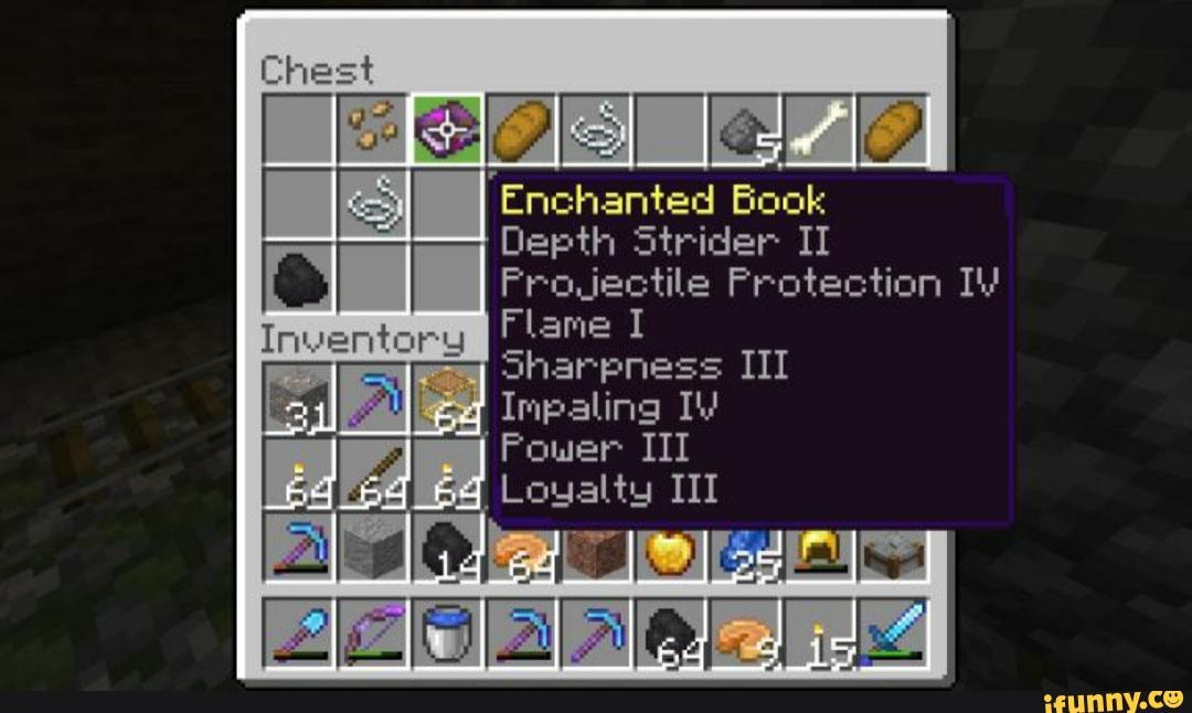 'Enchanted Book Depth Strider IT ProJjectile Protection Flame Sharpness ...