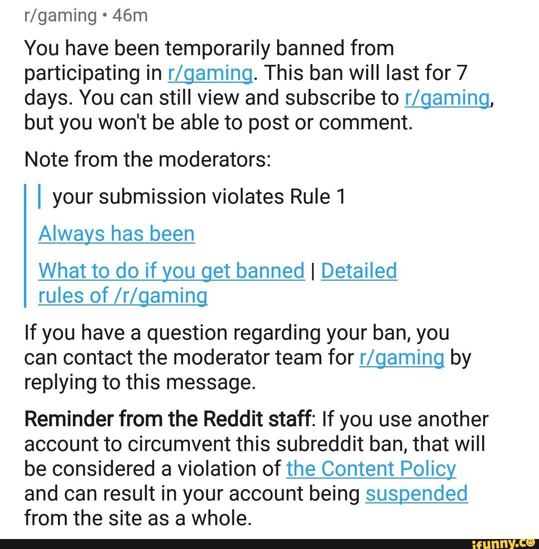 You have been temporarily banned from participating in This ban will ...