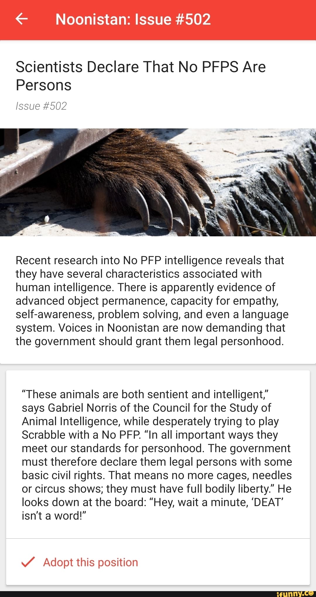 Noonistan: Issue #502 Scientists Declare That No PFPS Are Issue #502 ...