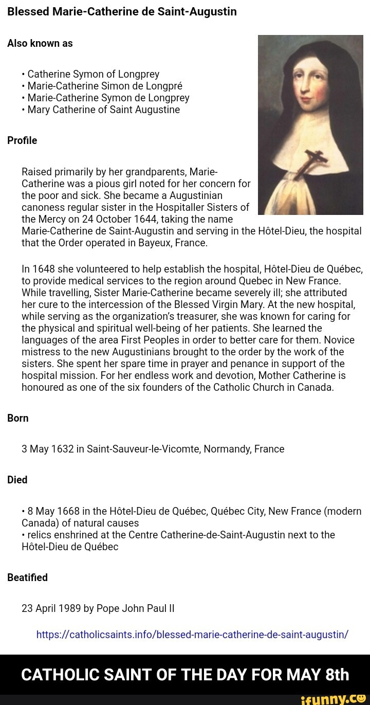 Blessed Marie-Catherine de Saint-Augustin Also known as Catherine Symon ...