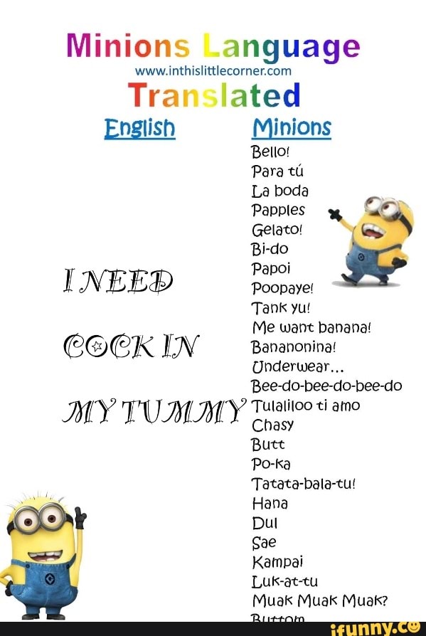 Minions Language www. Translated English Minions Bello! Para tu La boda ...