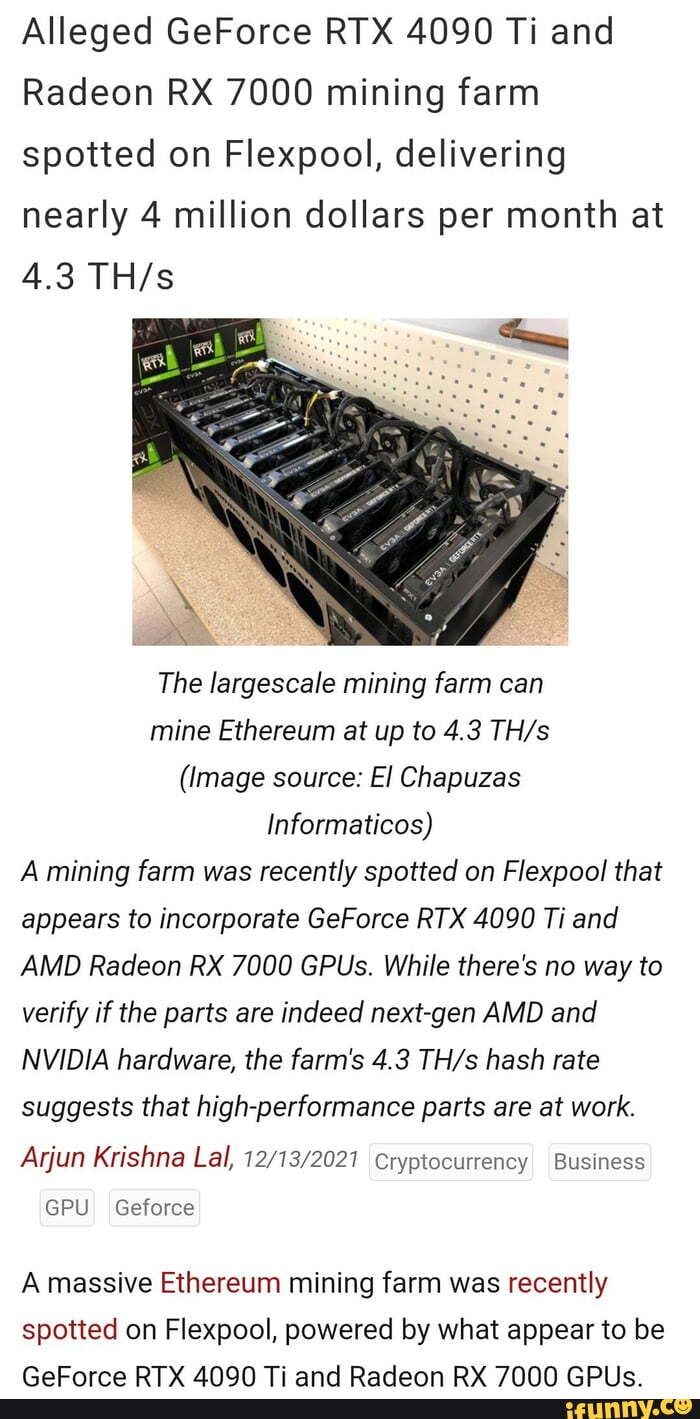 Alleged GeForce RTX 4090 Ti and Radeon RX 7000 mining farm spotted on ...