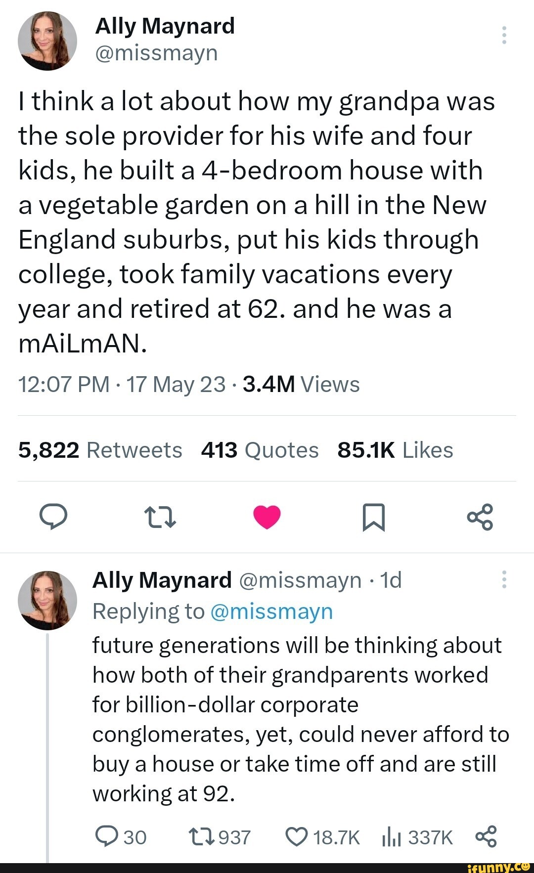 Ally Maynard @missmayn I think a lot about how my grandpa was the sole ...