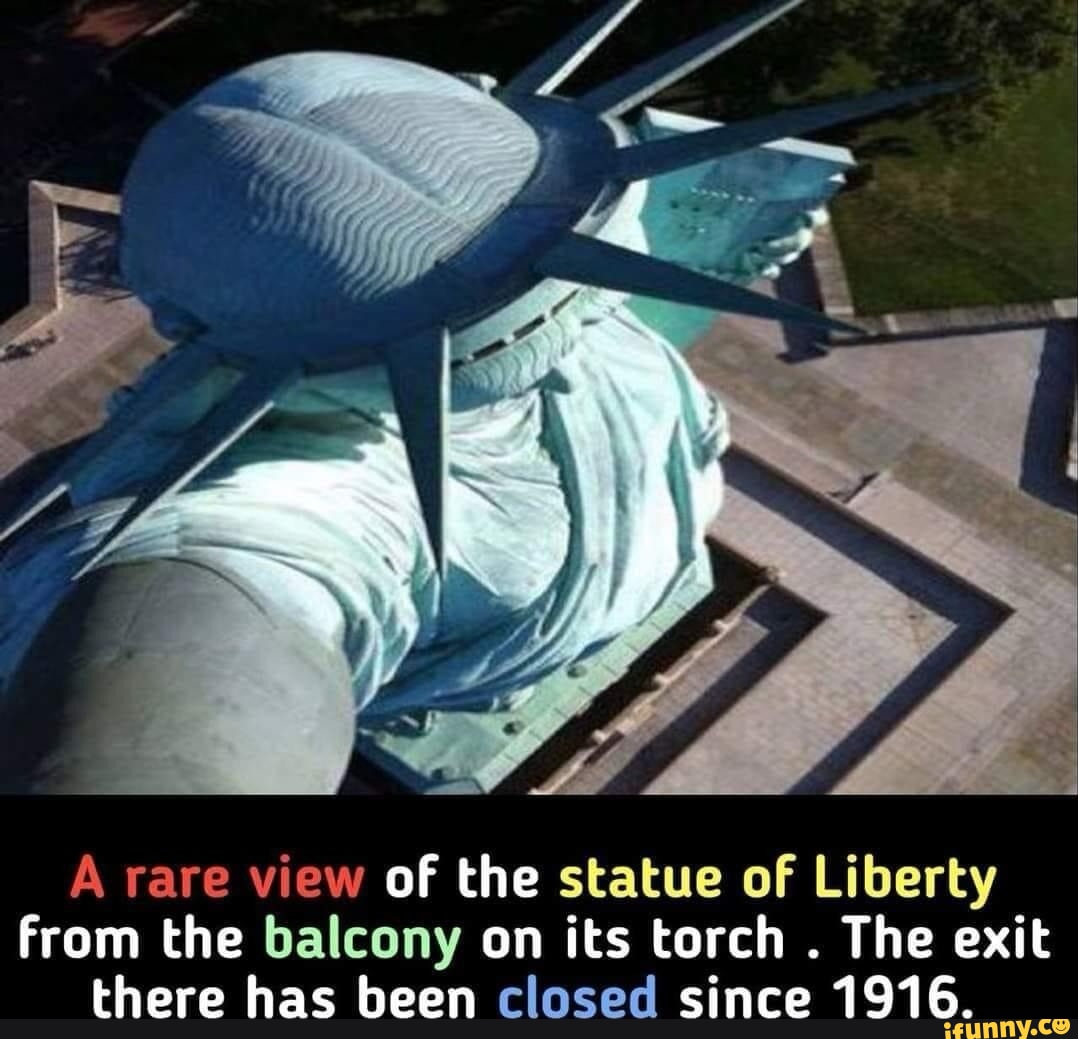 A rare view of the statue of Liberty from the balcony on its torch ...