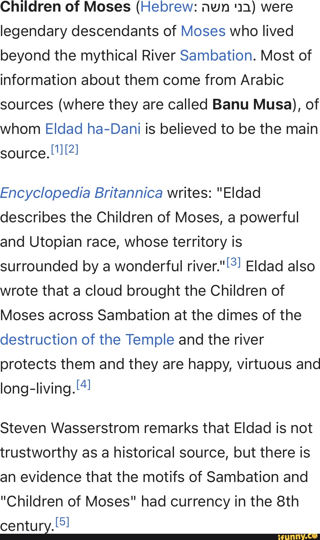 Children of Moses (Hebrew: awn were legendary descendants of Moses who ...