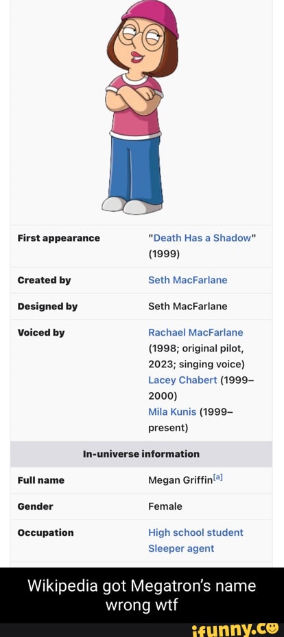 First appearance "Death Has a Shadow" (1999) Created by Seth MacFarlane ...