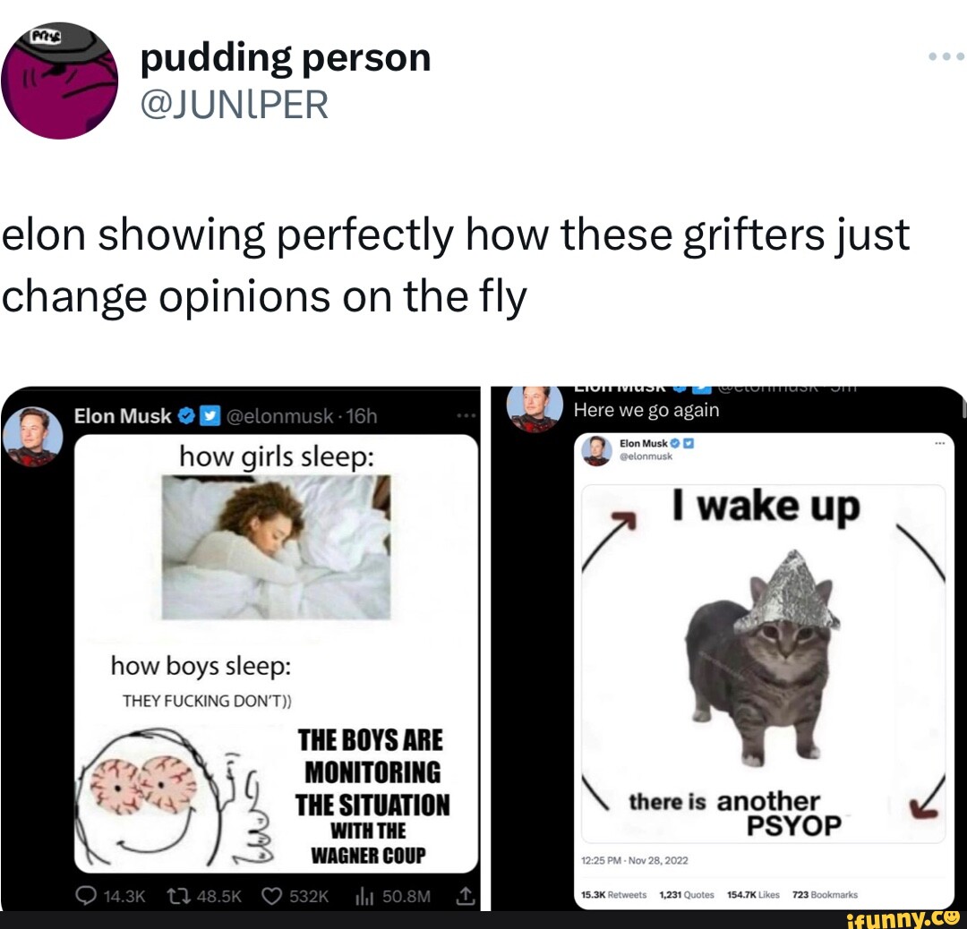 Pudding person @JUNIPER elon showing perfectly how these grifters just ...